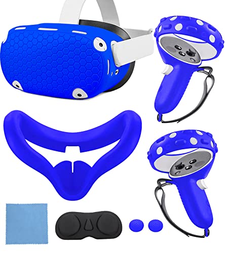 YRXVW Controller Grips Compatible with Oculus/Meta Quest 3 Accessories, Silicone Anti Throw Hand Grips Protective Cover with Adjustable Knuckle Strap for Quest 3