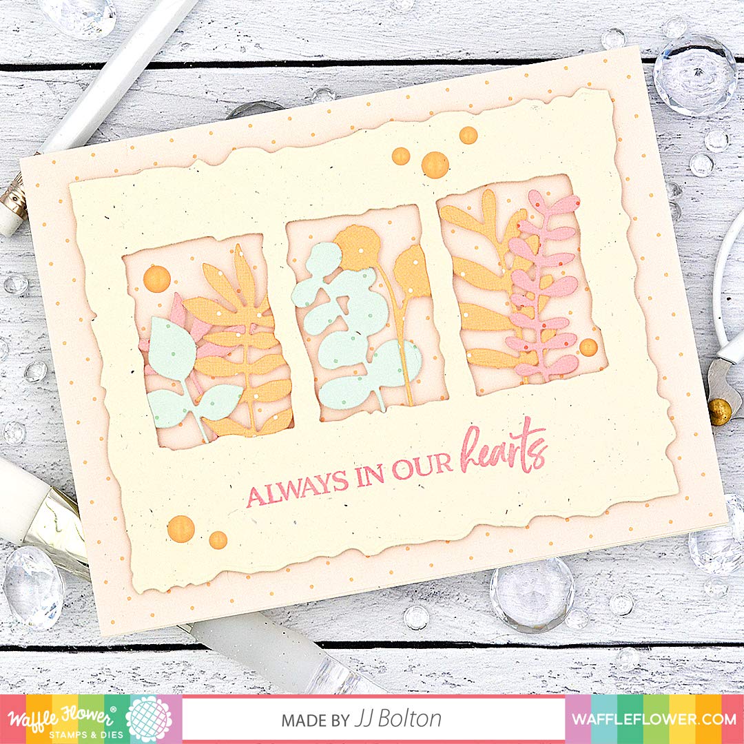 Waffle Flower Deckled Frames Die – 5 Organic Rough Edge Panel Mat Layer Dies That Mimics Handmade Paper or Torn Paper for Natural Themes Like Flowers and Plants.