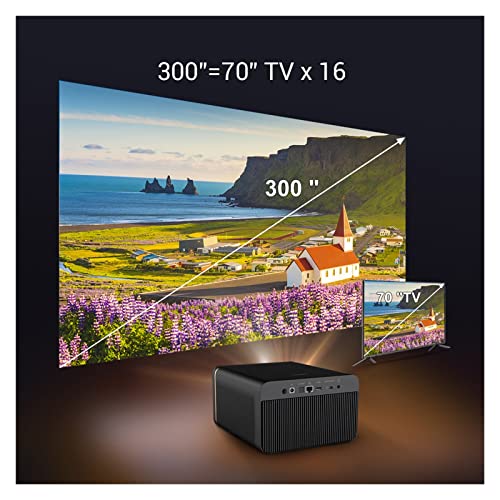 M4000 1080P Projector 4K Support Compatible with Home Theater 2000ANSI Smart TV Android 9.0 WiFi 3D Projector Video Room Beamer (Color : Add Hanger)