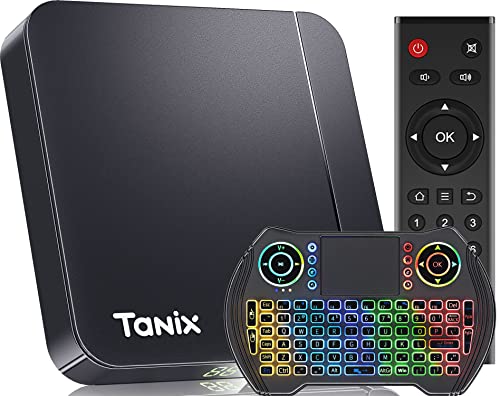 Android TV Box 11.0, Tanix W2 Android TV Box 4GB RAM 32GB ROM with Wireless Keyboard, Android Box with Amlogic S905W2 Quad Core 64 Bits, AV1 4K 3D USB 3.0 BT 4.2 TV Box