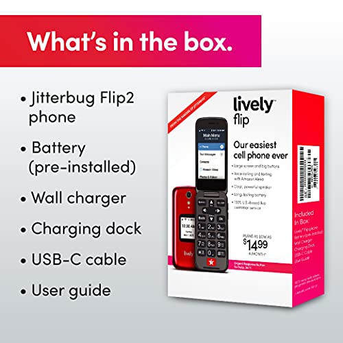 Jitterbug Flip2 Cell Phone for Seniors Red