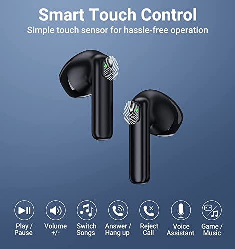 Wireless Earbuds meyer Bluetooth Headphones In Over Ear Bluetooth 5.3 Earphones with Microphone, Waterproof Ear Buds for Workout Sport Running Gym Gaming, HiFi Stereo LED Display, USB-C, Touch Control