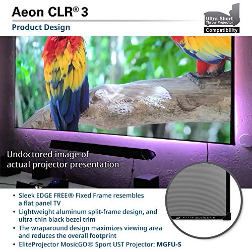 EliteProjector Screens Aeon CLR® 3, 115" Diag. 16:9, Edge Free® Ceiling Ambient Light Rejecting Fixed Frame Projector Screen, AR115H-CLR3