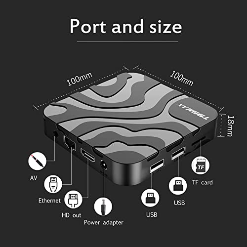 Android TV Box 12.0,Android Box H618 Chipset Quad-core CPU with 1GB RAM+8GB ROM Supports 3D 4K6K H.265 5.0GHz Dual-WiFi Ethernet 100M Bluetooth4.0 USB2.0 Mini TV Box Smart Android TV Box