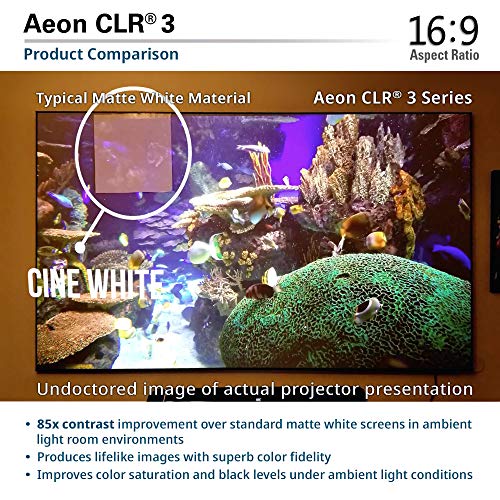 EliteProjector Screens Aeon CLR® 3, 115" Diag. 16:9, Edge Free® Ceiling Ambient Light Rejecting Fixed Frame Projector Screen, AR115H-CLR3