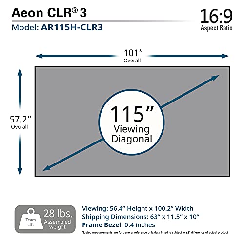 EliteProjector Screens Aeon CLR® 3, 115" Diag. 16:9, Edge Free® Ceiling Ambient Light Rejecting Fixed Frame Projector Screen, AR115H-CLR3