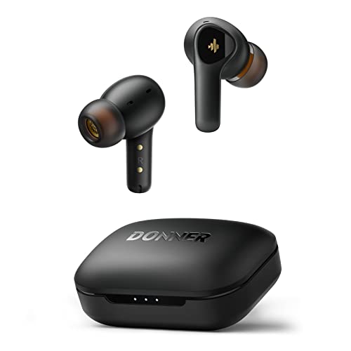 Donner Noise Cancelling Wireless Earbuds, Bluetooth 5.2 Earphones with 4 Mic Clear Calls, 12mm Drivers, App for Custom EQ, 32H Playtime, Fast Charging, Transparency - Dobuds ONE,Black