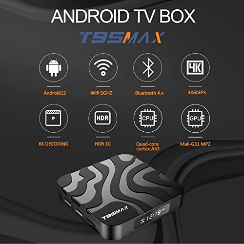 Android TV Box 12.0,Android Box H618 Chipset Quad-core CPU with 1GB RAM+8GB ROM Supports 3D 4K6K H.265 5.0GHz Dual-WiFi Ethernet 100M Bluetooth4.0 USB2.0 Mini TV Box Smart Android TV Box
