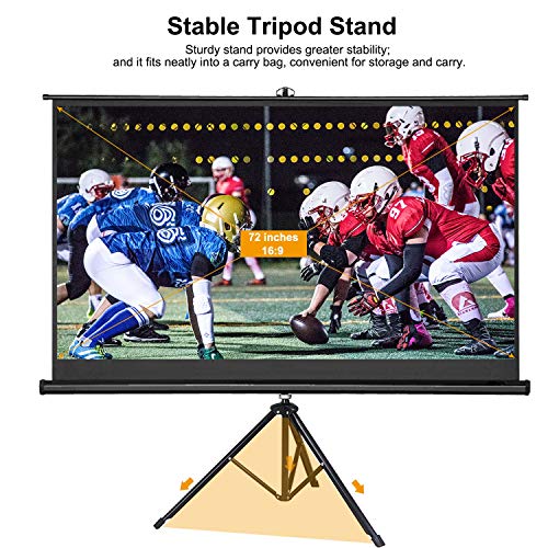 n/a Projector Screen 72 100 inches Tripod Stand 16:9 Portable Projection Screen 4K 3D Movies Screen for Home Office Indoor Outdoor (Size : 72 inch)