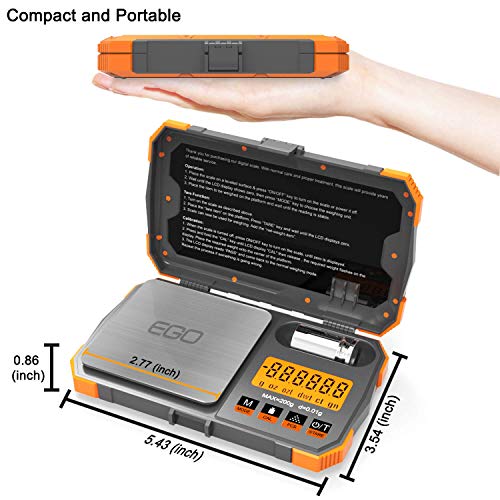 Pocket Scale with Tray 200 x 0.01g High Precesion Gram Scale Arrow Scale Jewelery Coin Scale 50g Calibration Weight USB Cable Included Read in Gram Grain Carat Pennyweigh oz ozt