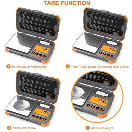 Pocket Scale with Tray 200 x 0.01g High Precesion Gram Scale Arrow Scale Jewelery Coin Scale 50g Calibration Weight USB Cable Included Read in Gram Grain Carat Pennyweigh oz ozt