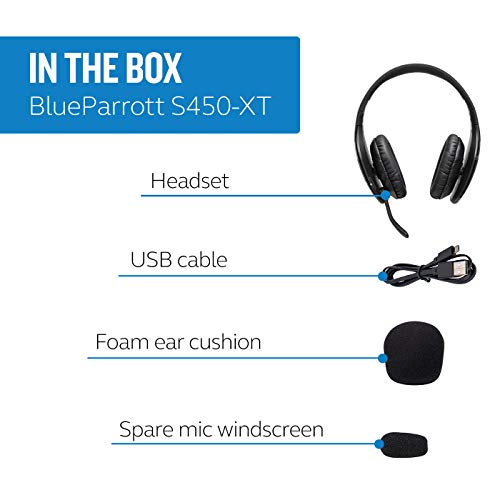 BlueParrott S450-XT Voice-Controlled Bluetooth Headset β Industry Leading Sound with Long Wireless Range, Extreme Comfort and Up to 24 Hours of Talk Time , Black , Stereo