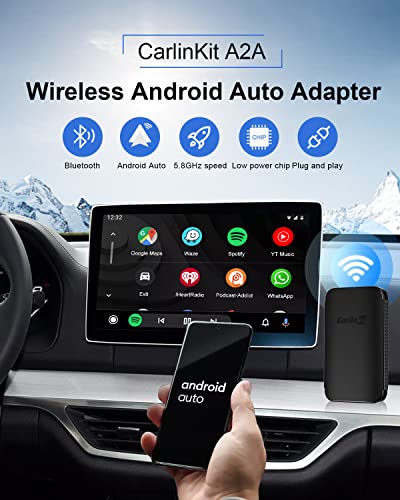 Wireless Android Auto Car Adapter CarlinKit A2A Dongle for Cars only Support Original Wired Android Auto, Instant Connection- Easy Setup- 5 GHz WiFi- GPS Navigation Fast Transmission…