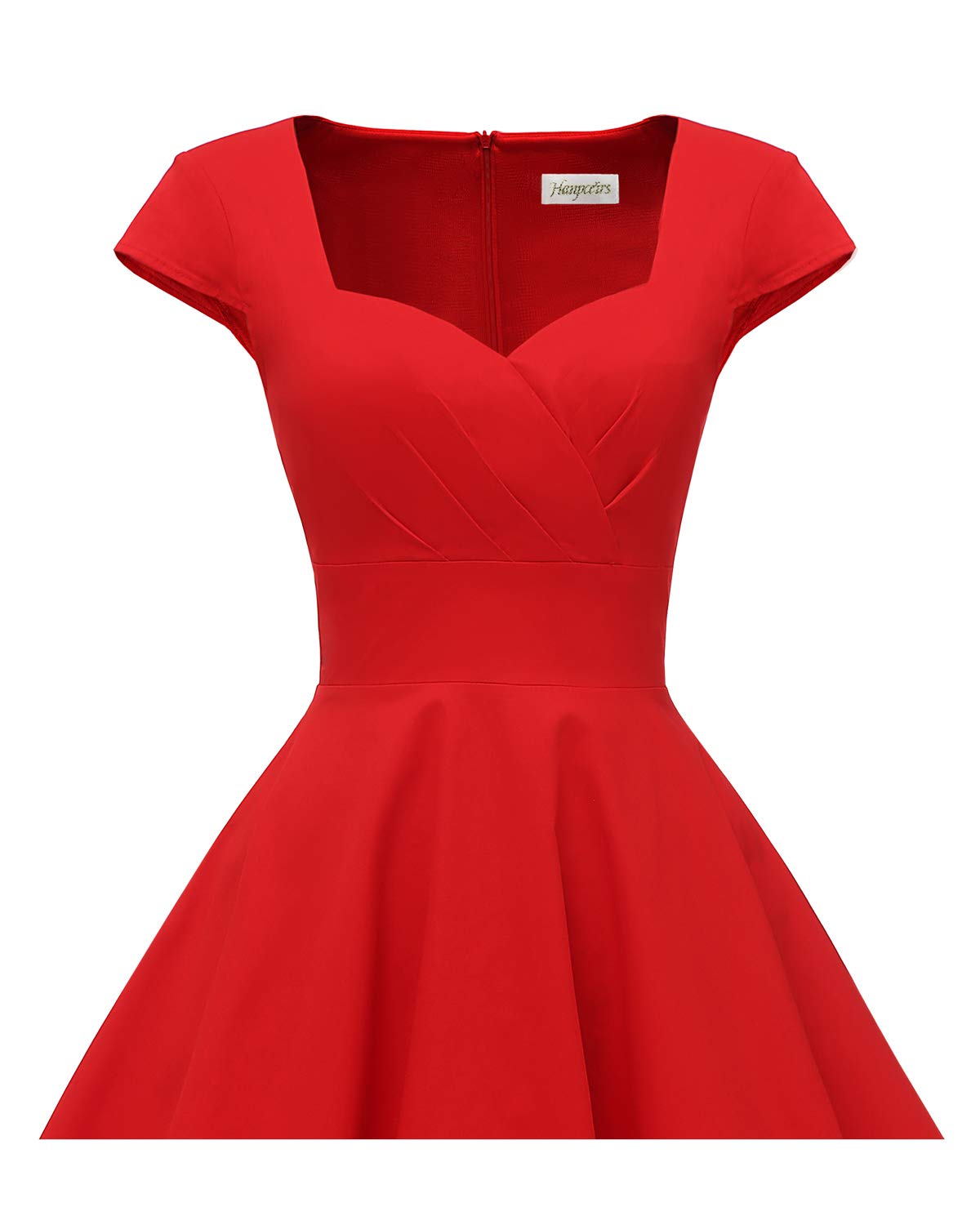 Hanpceirs Women's Cap Sleeve 1950s Vintage Party Dress Cocktail Dress Formal Dresses with Pocket Red L