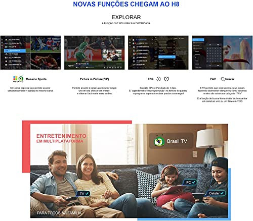 2022 HTV8 Box Brazil H8, HTV 7 Brazil Brazilian TV Box - 2GB RAM +16GB | 2.4GHz/ 5GHz WiFi 4K UHD Bluetooth 4.2 | Extra Backlit Mini Keyboard