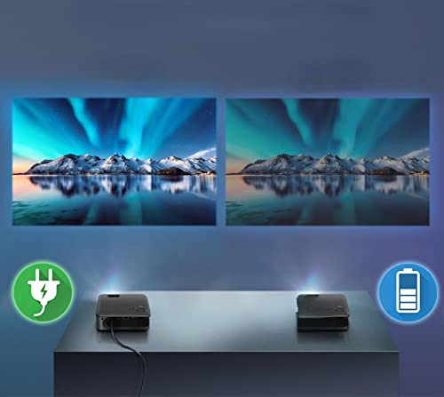 NarcNton Projector Smart TV WiFi Portable Home Theater Cinema Battery Sync Mobile Phone Beam LED Projector Suitable for 4k Movie Projector A30C-Battery