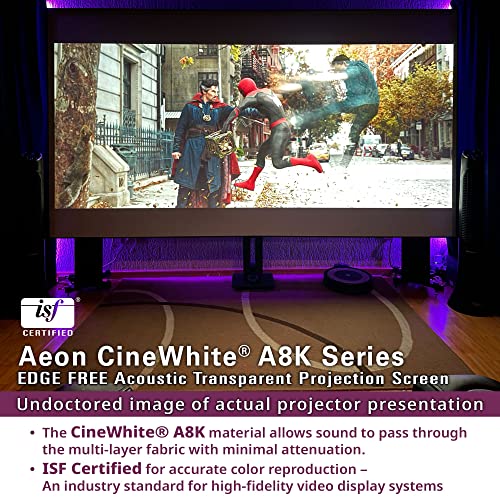 Elite Screens Aeon CineWhite A8K, 135" Diag, 16:9 Aspect Ratio, ISF Certified 8K Ultra HD Home Theater Fixed Frame Edge Free Projection Sound Transparent Perforated Weaved Screen, AR135H-A8K
