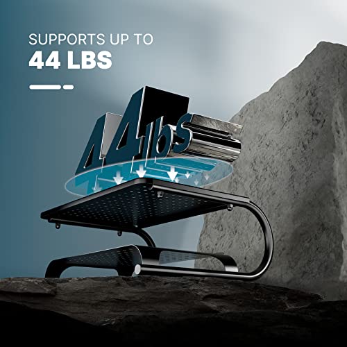HUANUO Monitor Stand, 2 Tier Monitor Riser with Storage, Vented Computer Monitor Stand, Desktop Stand, Desk Shelf for Printer, Screen, PC, Gaming Console, for Home & Office