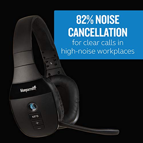 BlueParrott S450-XT Voice-Controlled Bluetooth Headset β Industry Leading Sound with Long Wireless Range, Extreme Comfort and Up to 24 Hours of Talk Time , Black , Stereo