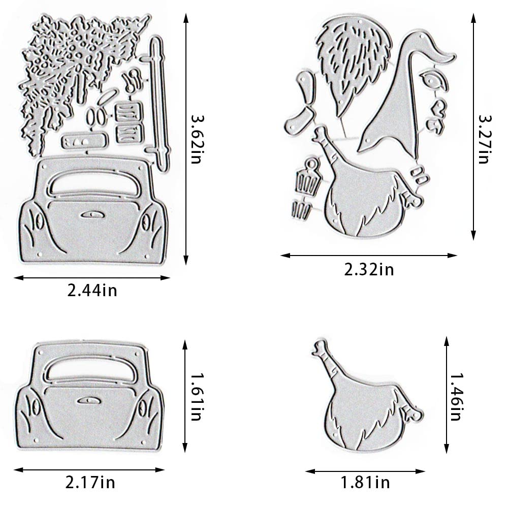2PCS Gnome Car Dies for Card Making, Christmas Tree Dwarf Leaf Cutting Die for Scrapbooking on Clearance Paper Crafting Decor DIY Album