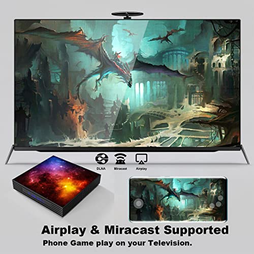 Android 12 TV Box 4GB RAM 64GB ROM W2 Mali-G31 Smart Set Top Box Builtin 2.4G/5G WiFi Bluetooth 4.2, Media Player Support 3D 4K UHD Videos, with Wireless Mini Keyboard