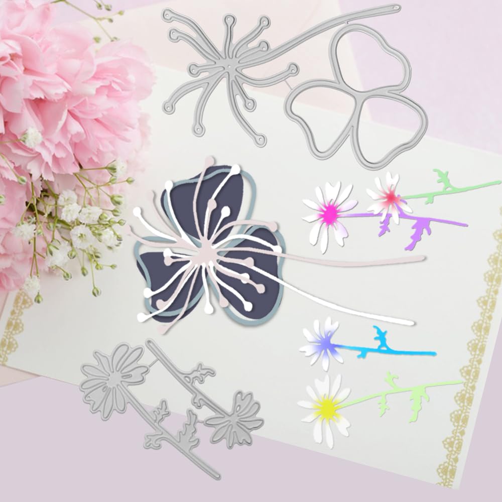 2 PCS Lotus Leaf Die Cuts for Card Making, AFUNTA Metal Die Cuts Lace Decoration Cutting Dies for DIY Scrapbook Photo Album Decor