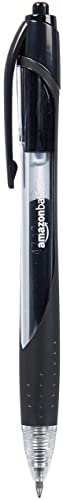 Amazon Basics Retractable Gel Ink Pens - Fine Point Pen, Black, 12-Pack