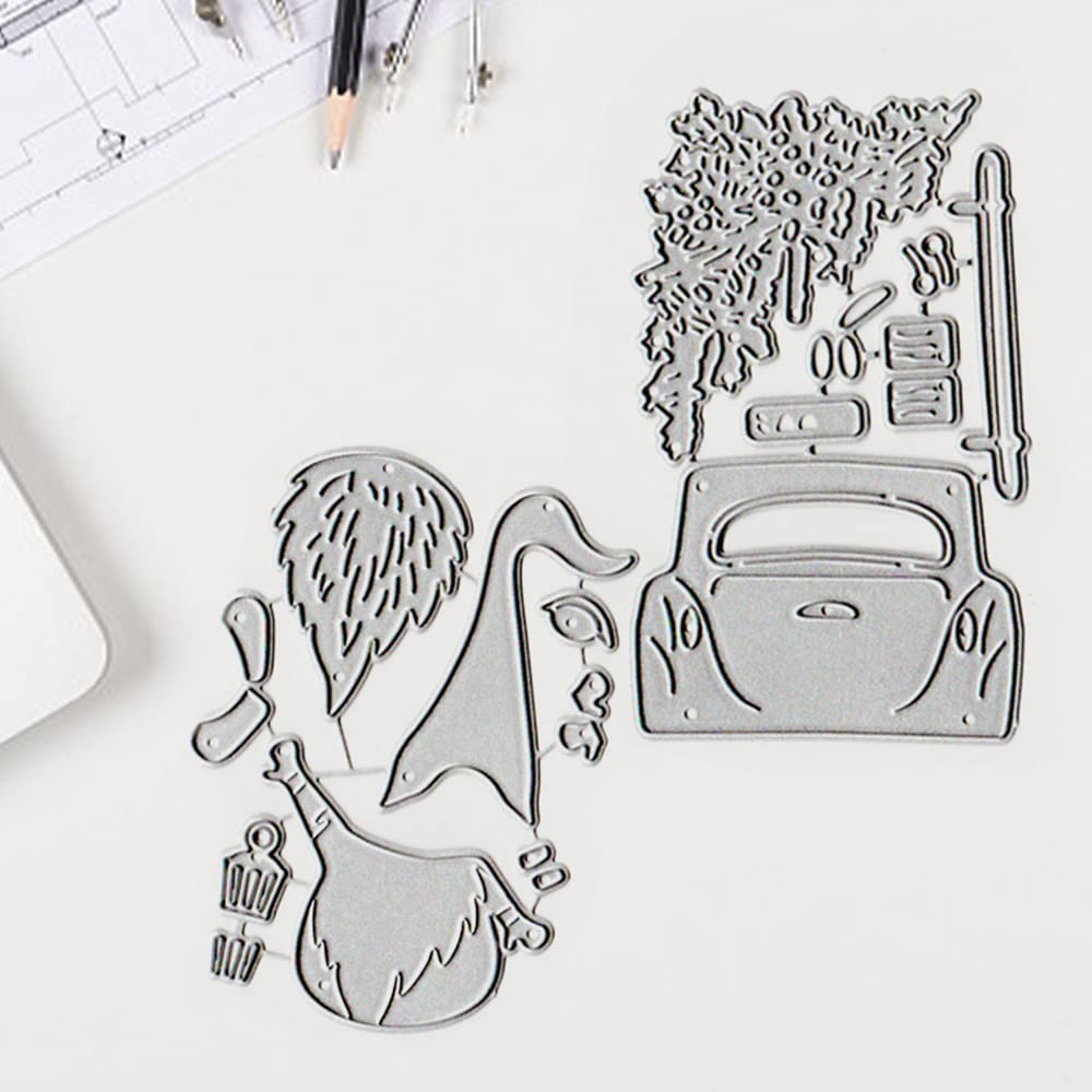 2PCS Gnome Car Dies for Card Making, Christmas Tree Dwarf Leaf Cutting Die for Scrapbooking on Clearance Paper Crafting Decor DIY Album