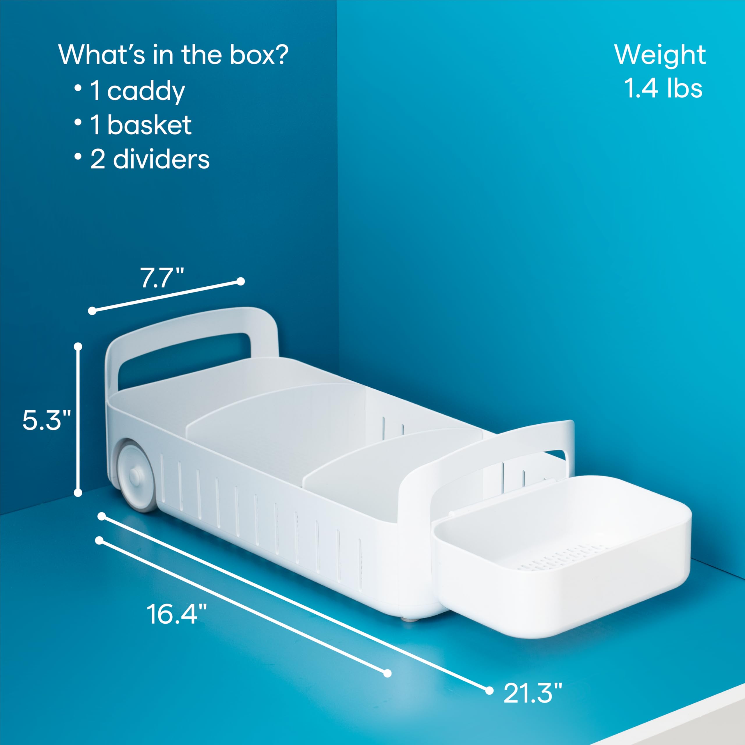 YouCopia RollOut Caddy Under Sink Organizer, 8" Wide, White