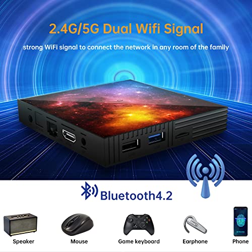 Android 12 TV Box 4GB RAM 64GB ROM W2 Mali-G31 Smart Set Top Box Builtin 2.4G/5G WiFi Bluetooth 4.2, Media Player Support 3D 4K UHD Videos, with Wireless Mini Keyboard