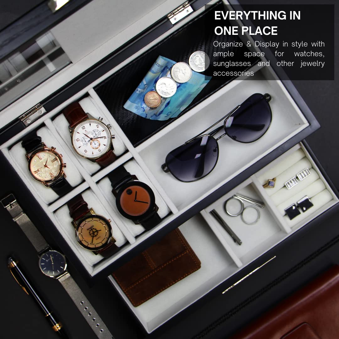 Decorebay Sawyer Valet Station, Watch Case and Jewelry Box Organizer