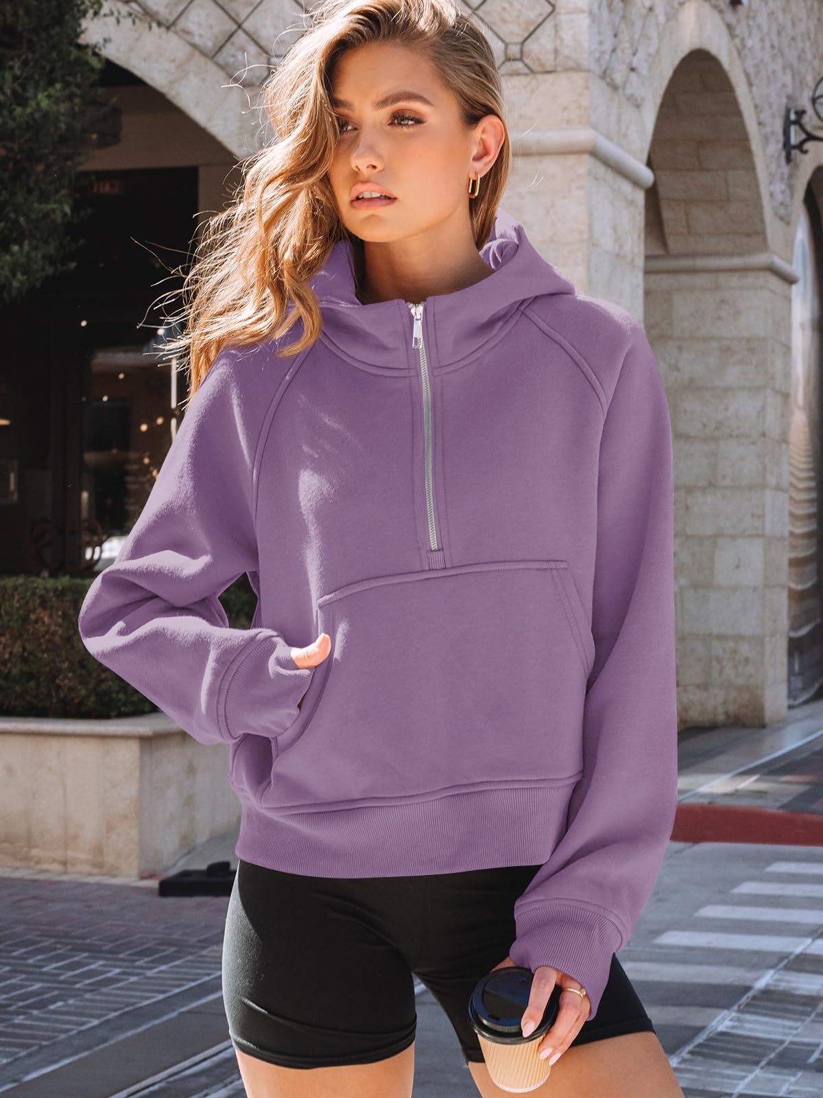 AUTOMET Womens Hoodies Fleece Fall Fashion Outfits Workout Sweatshirts Winter Jackets Oversized Pullover Tops Clothes 2025 Purple S