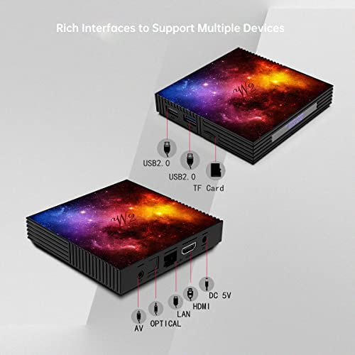 Android 12 TV Box 4GB RAM 64GB ROM W2 Mali-G31 Smart Set Top Box Builtin 2.4G/5G WiFi Bluetooth 4.2, Media Player Support 3D 4K UHD Videos, with Wireless Mini Keyboard