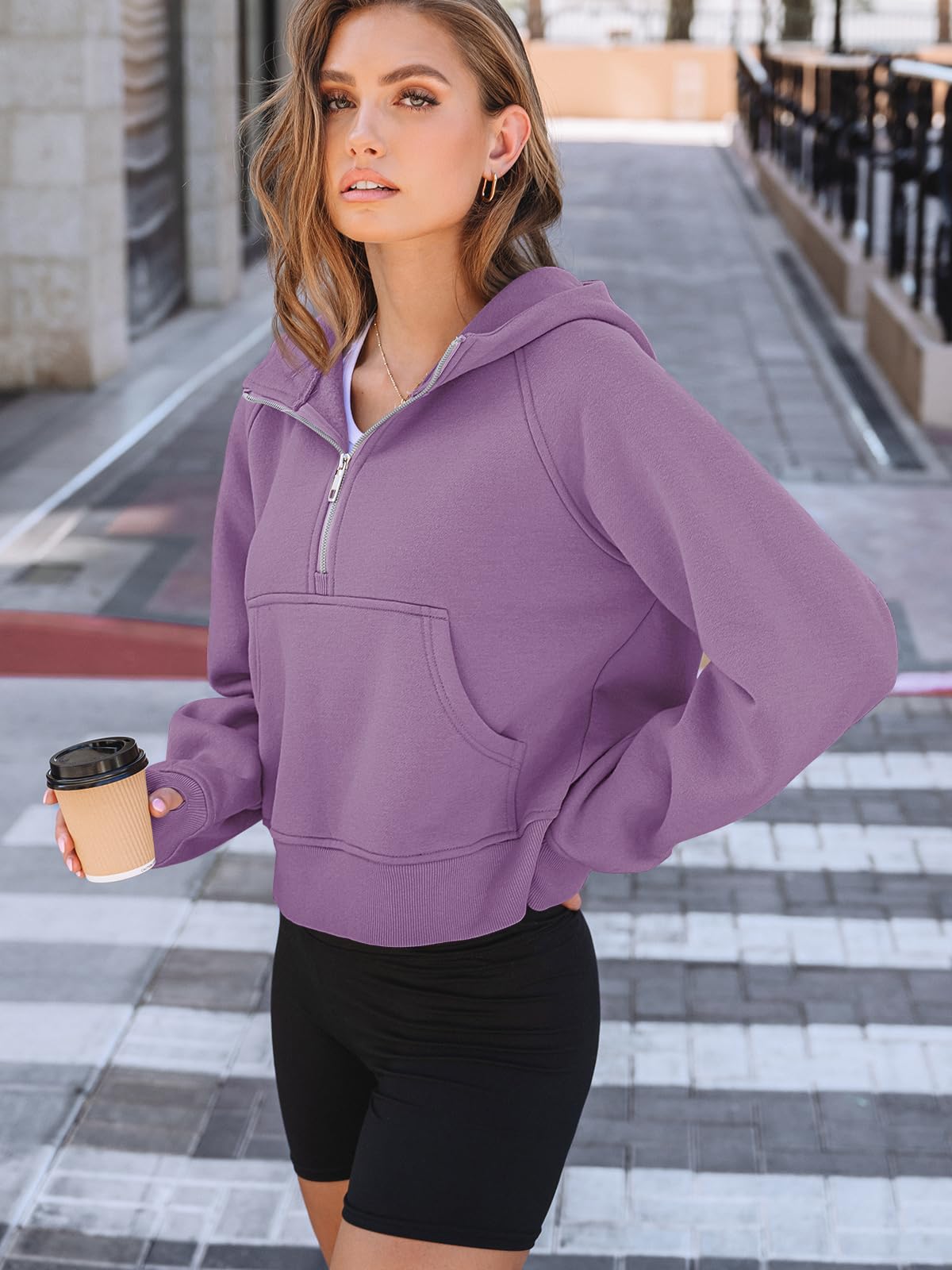 AUTOMET Womens Hoodies Fleece Fall Fashion Outfits Workout Sweatshirts Winter Jackets Oversized Pullover Tops Clothes 2025 Purple S