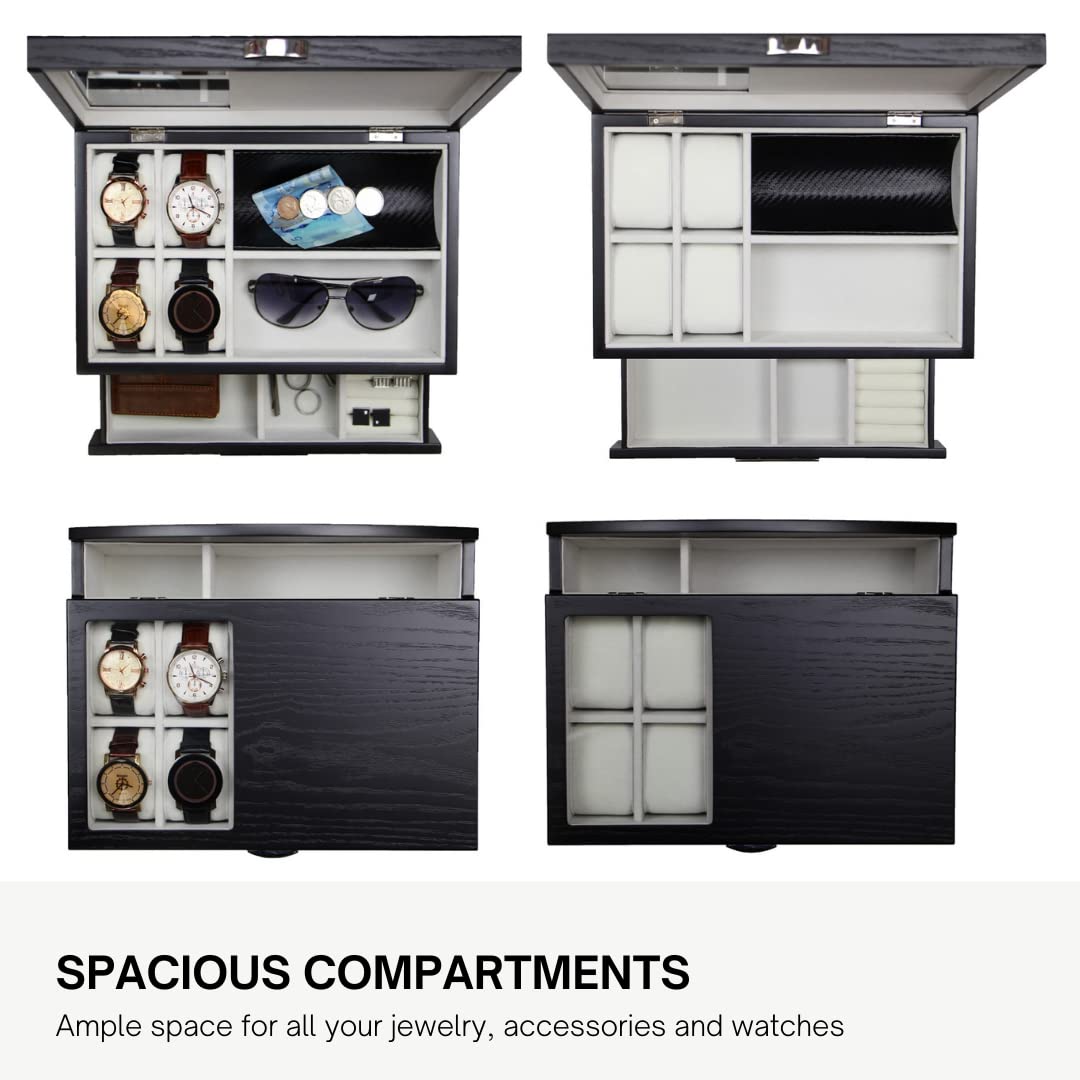 Decorebay Sawyer Valet Station, Watch Case and Jewelry Box Organizer