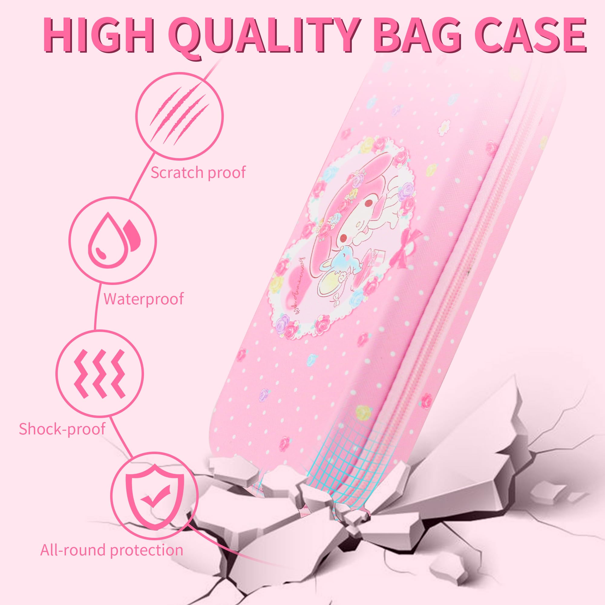 FUNDIARY Cute Bunny Carrying Case for Nintendo Switch and Switch OLED, Pink Portable Travel Case Built-in 10 Game Card Slots for Switch Console Joycon & Accessories with Shoulder Strap and 2 Thumb Cap