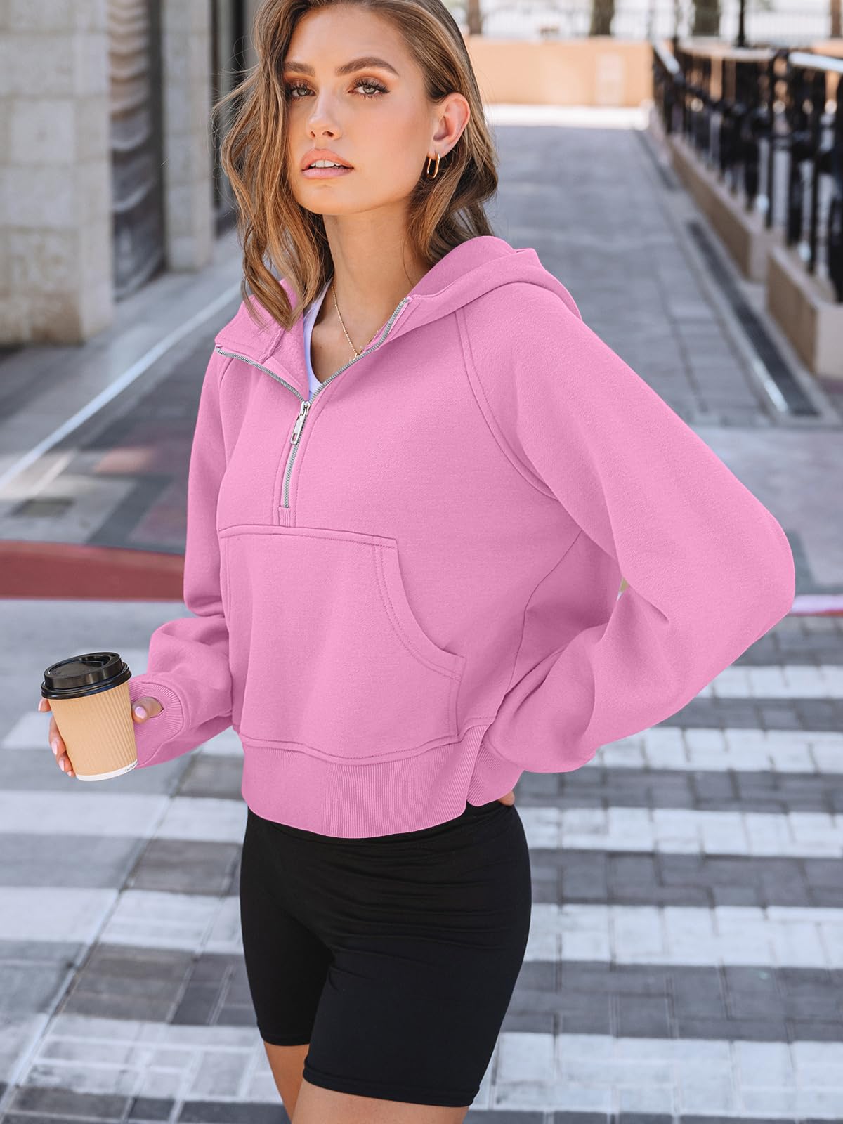 AUTOMET Womens Hoodies Fleece Fall Fashion Outfits Workout Sweatshirts Winter Jackets Oversized Pullover Tops Clothes 2025 Pink S