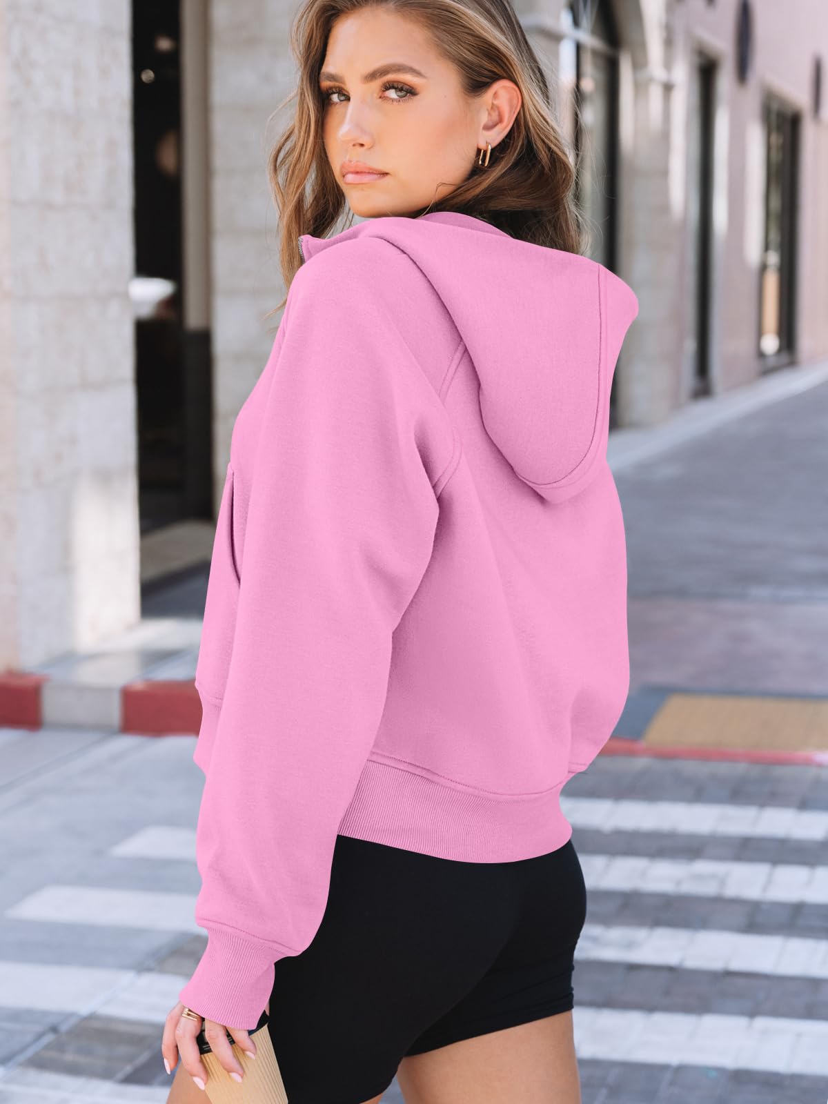 AUTOMET Womens Hoodies Fleece Fall Fashion Outfits Workout Sweatshirts Winter Jackets Oversized Pullover Tops Clothes 2025 Pink S
