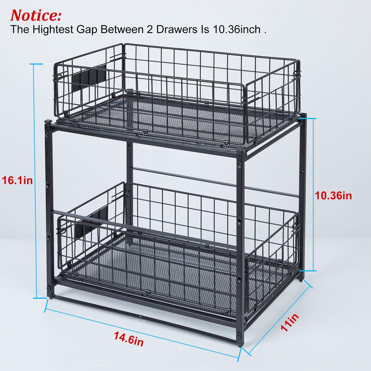 Under Sink Organizers and Storage, Pull Out Under Bathroom Cabinet Organizer with Sponge Holder, Sliding Out Closet Organizer and Storage Basket Drawer for Kitchen Cabinet Bathroom Counter Undersink
