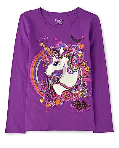 The Children's Place,Long Sleeve Halloween Graphic T-Shirt,Purple Carrot,Small (5/6)