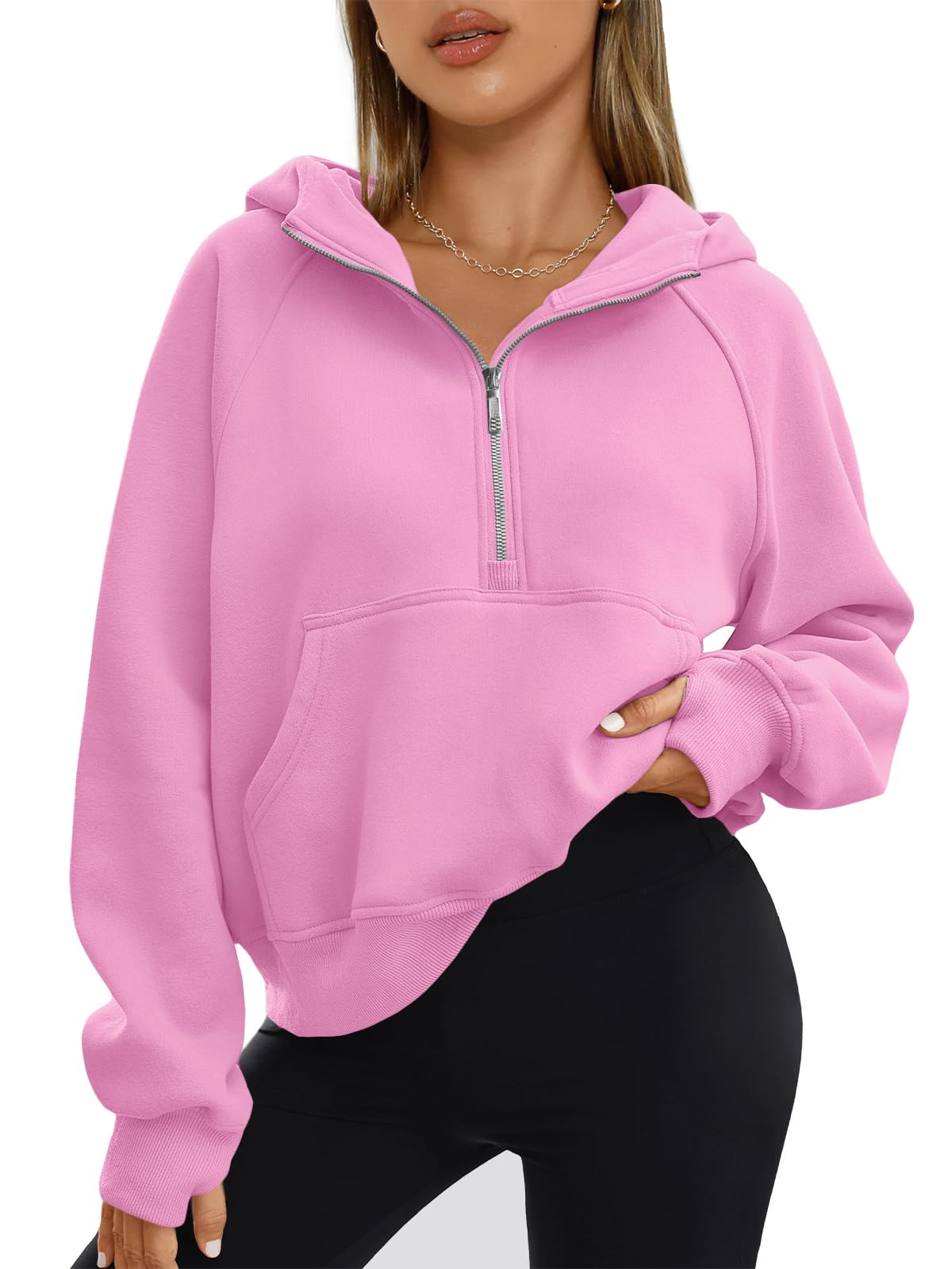 AUTOMET Womens Hoodies Fleece Fall Fashion Outfits Workout Sweatshirts Winter Jackets Oversized Pullover Tops Clothes 2025 Pink S