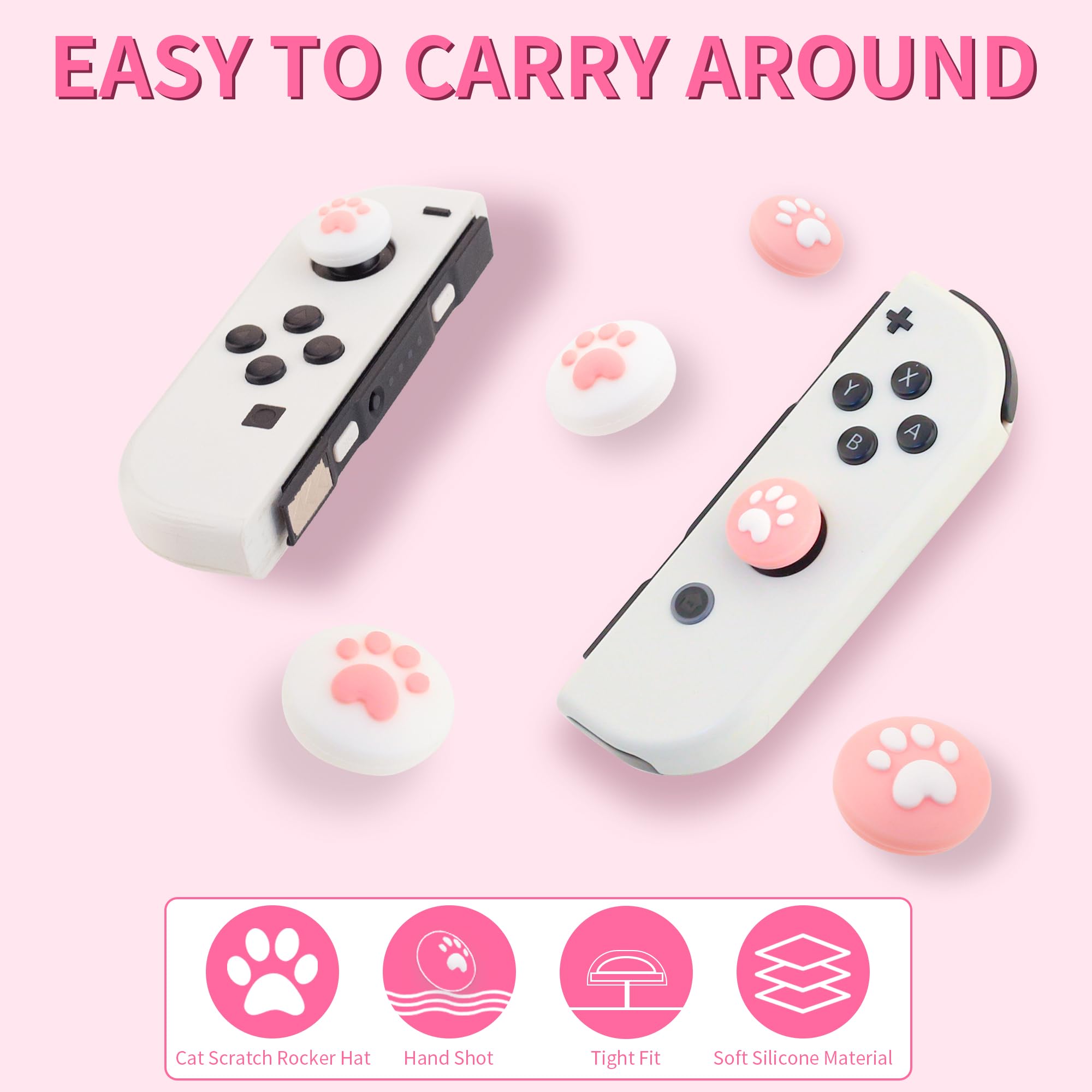 FUNDIARY Cute Bunny Carrying Case for Nintendo Switch and Switch OLED, Pink Portable Travel Case Built-in 10 Game Card Slots for Switch Console Joycon & Accessories with Shoulder Strap and 2 Thumb Cap