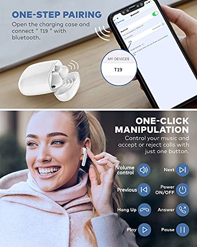 BEBEN Wireless Waterproof Earbuds, Bluetooth in-Ear Stereo Headset Earphones with USB C Charging Case Built in Mic, Compatible for iPhone Android, 31H Cyclic Playtime Headphones for Sport (White)…