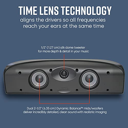 Polk Audio Blackstone TL1 Speaker Center Channel with Time Lens Technology | Compact Size, High Performance, Powerful Bass | Hi-Gloss Blackstone Finish | Create your own Home Entertainment System