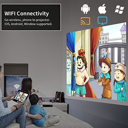 Mini Portable Projector WiFi Bluetooth 5500Lumen HD Smart TV Projector 200" Display,HDMI Audio USB Android Os Wxga Projectors Artwork Backyard Garden Movie Theater