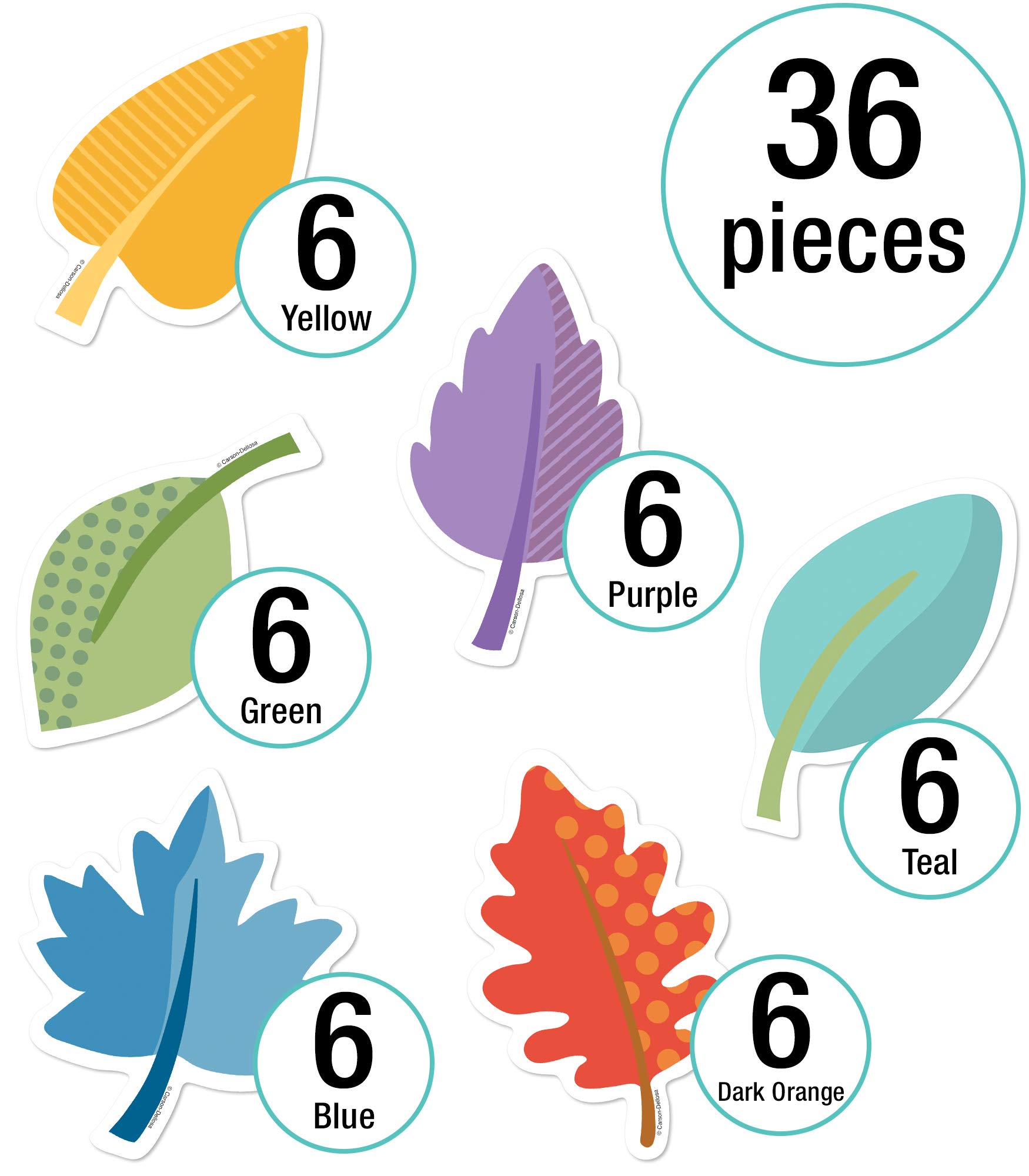 Carson Dellosa Colorful Leaves Cutouts, 36 Fall Cutouts for Bulletin Board and Classroom Décor, Multi-Color Leaf Classroom Cut-Outs, Seasonal Cutouts for Classroom Fall Bulletin Board Decorations