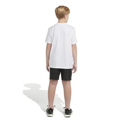 adidas Boys' Big Short Sleeve Cotton Blocked BoS Logo T-Shirt, White, M(10/12)