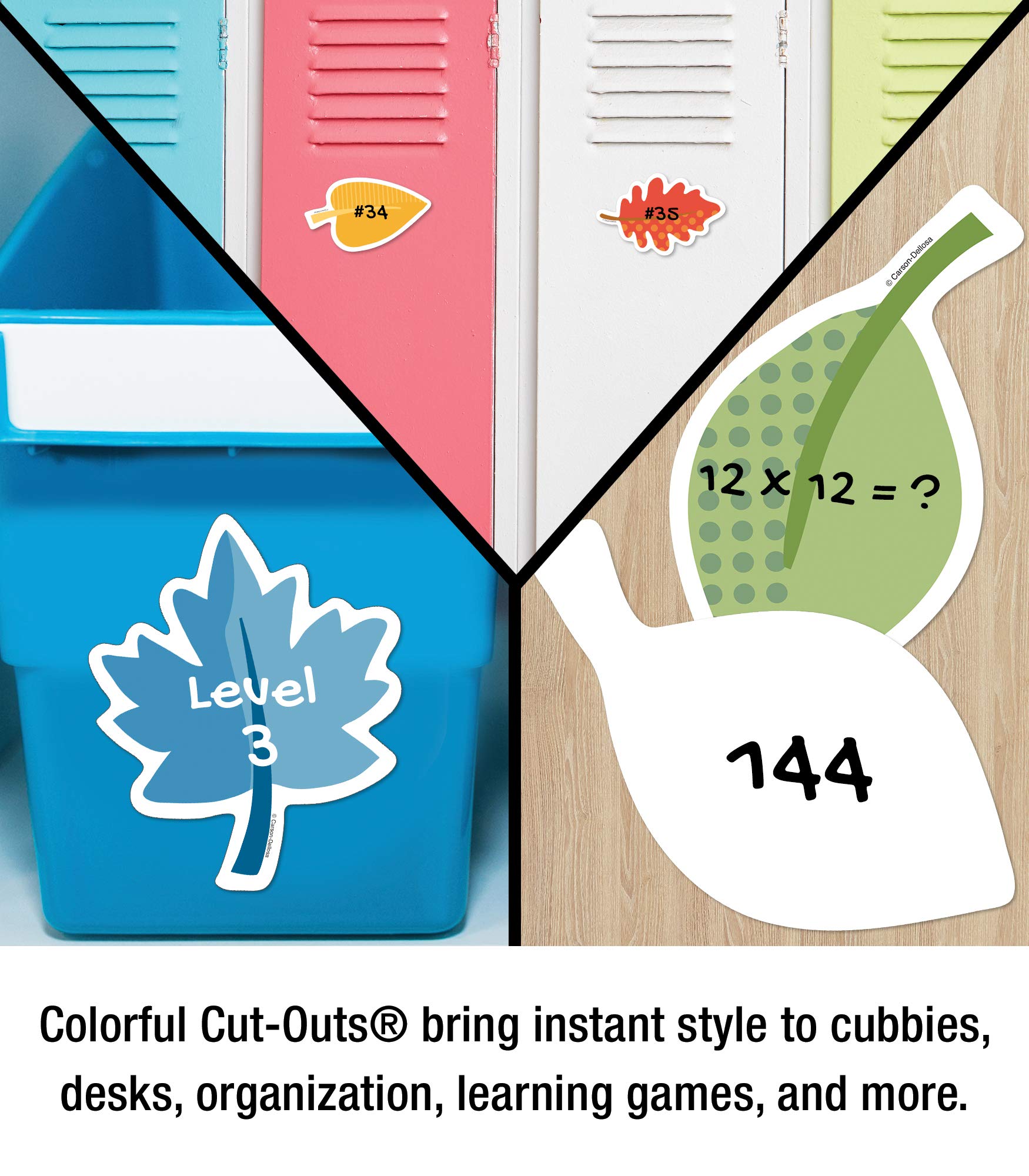 Carson Dellosa Colorful Leaves Cutouts, 36 Fall Cutouts for Bulletin Board and Classroom Décor, Multi-Color Leaf Classroom Cut-Outs, Seasonal Cutouts for Classroom Fall Bulletin Board Decorations