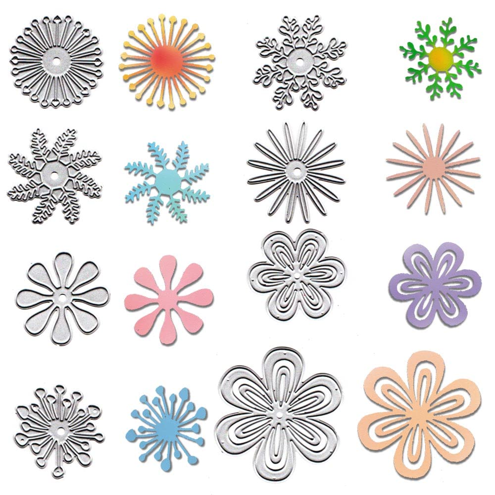 Estivaux Holiday Flowers Frame Die Cuts for Card Making, Floral Flowers Cutting Dies Sets Snowflake Dies Stencils Embossing Template for Scrapbooking DIY Cards Album Crafts Supplies