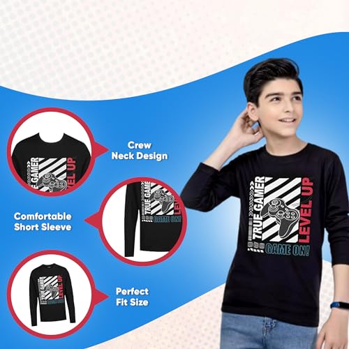 BROOKLYN VERTICAL 4-Pack Boys Long Sleeve Crew Neck T-Shirt with Chest Print | Soft Cotton Sizes 6-20 (as1, Alpha, m, Regular, Combo A)